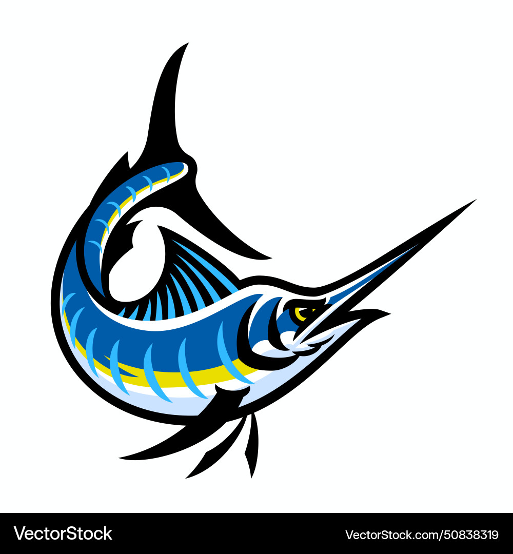 Big blue marlin fish mascot design Royalty Free Vector Image