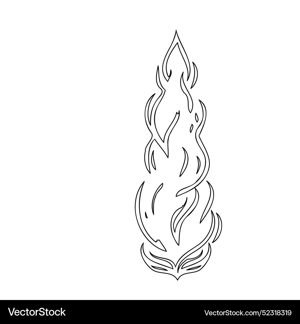 Candle flame fire heart outline sketch Royalty Free Vector