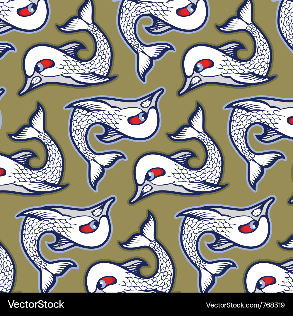 Cartoon evil fish background pattern Royalty Free Vector