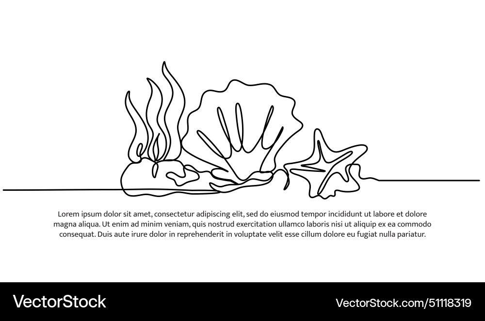 Continuous line design of world coral reef day Vector Image