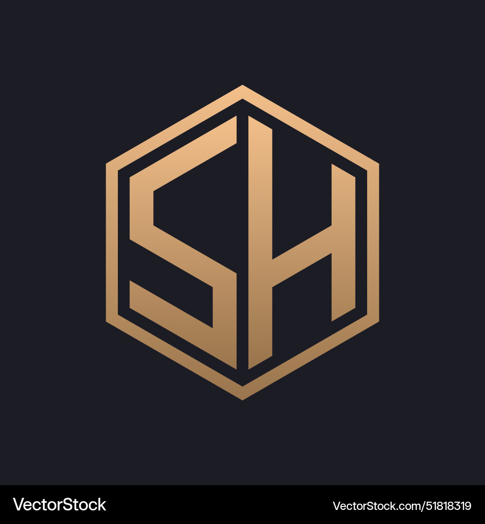 Elegant hexagon letter sh logo design initial Vector Image