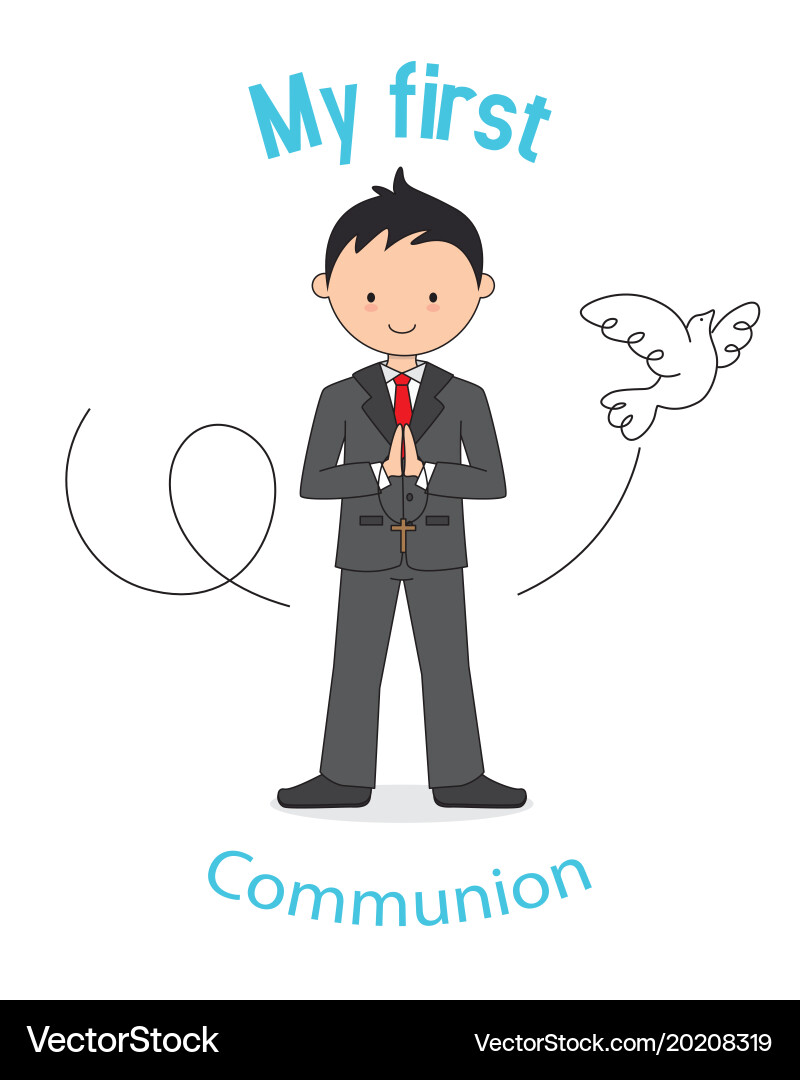 First Communion Boy Prayer Royalty Free Vector Image