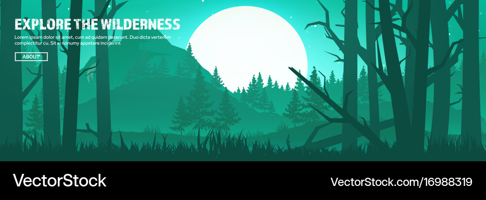 Mountains and forest header wild nature landscape Vector Image