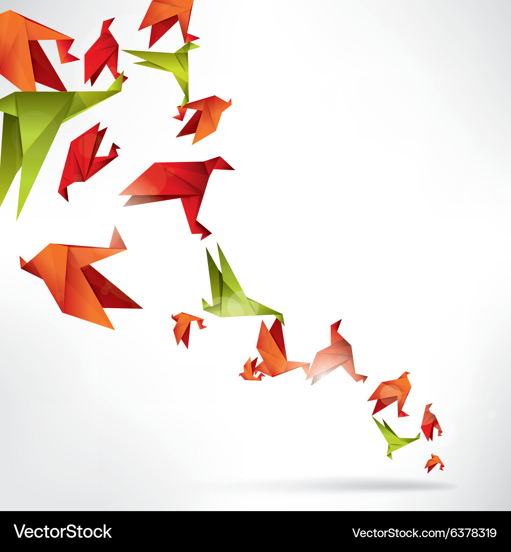 Origami paper bird on abstract background Vector Image