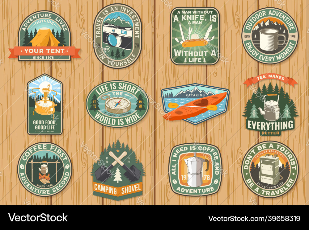 Summer camp with design elements Royalty Free Vector Image