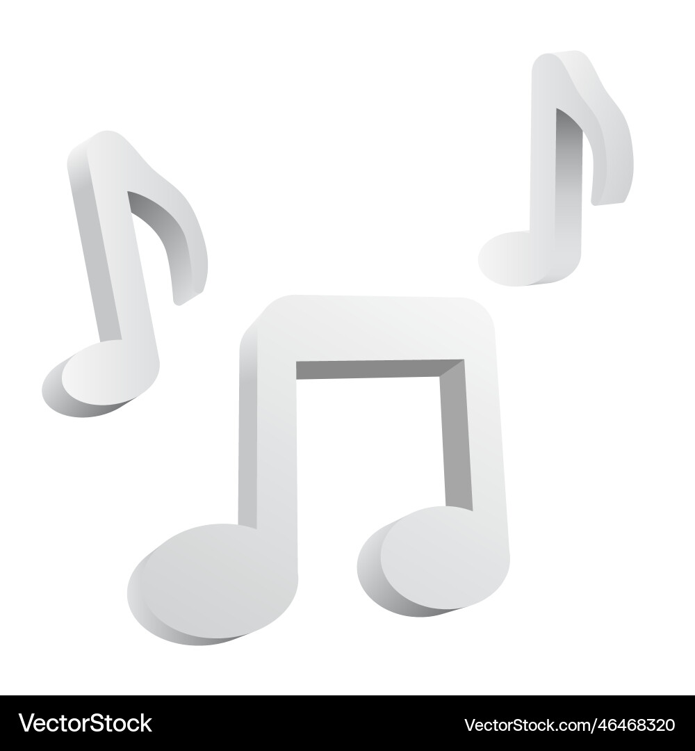 3d flying music notes from melody on white Vector Image