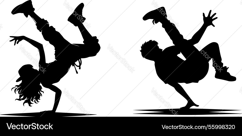 Breakdance silhouettes Royalty Free Vector Image