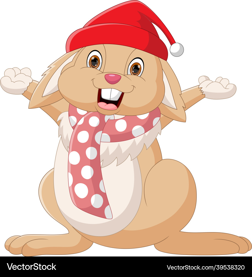 Cartoon cute rabbit waving Royalty Free Vector Image