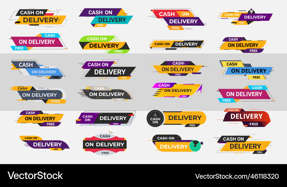 Cash on delivery tags collection Royalty Free Vector Image