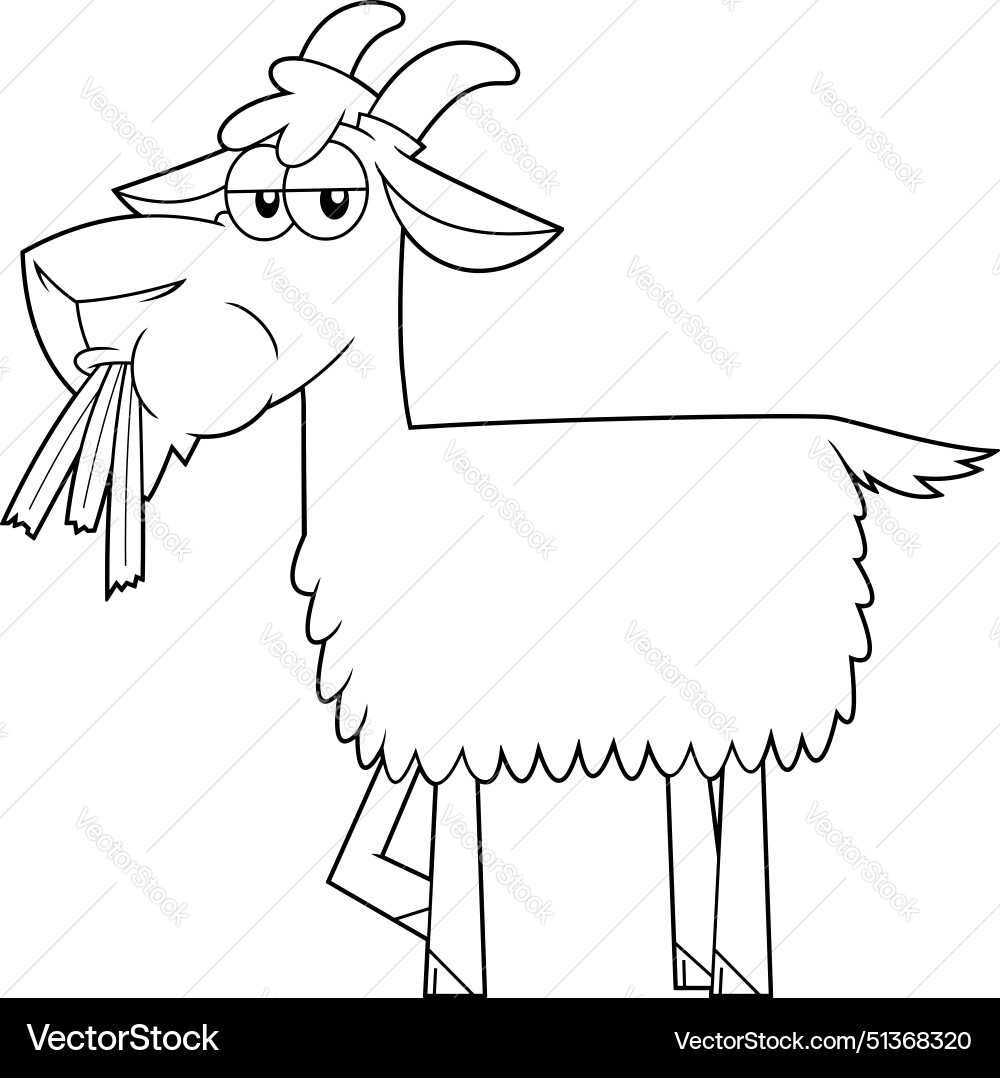 Outlined funny goat cartoon character Royalty Free Vector