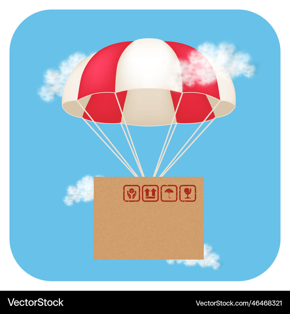 3d falling parachute with gift box Royalty Free Vector Image