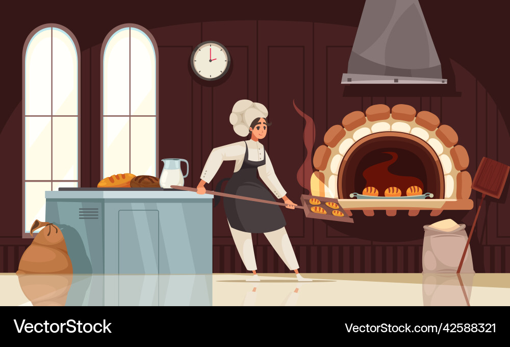 Baker flat poster Royalty Free Vector Image - VectorStock