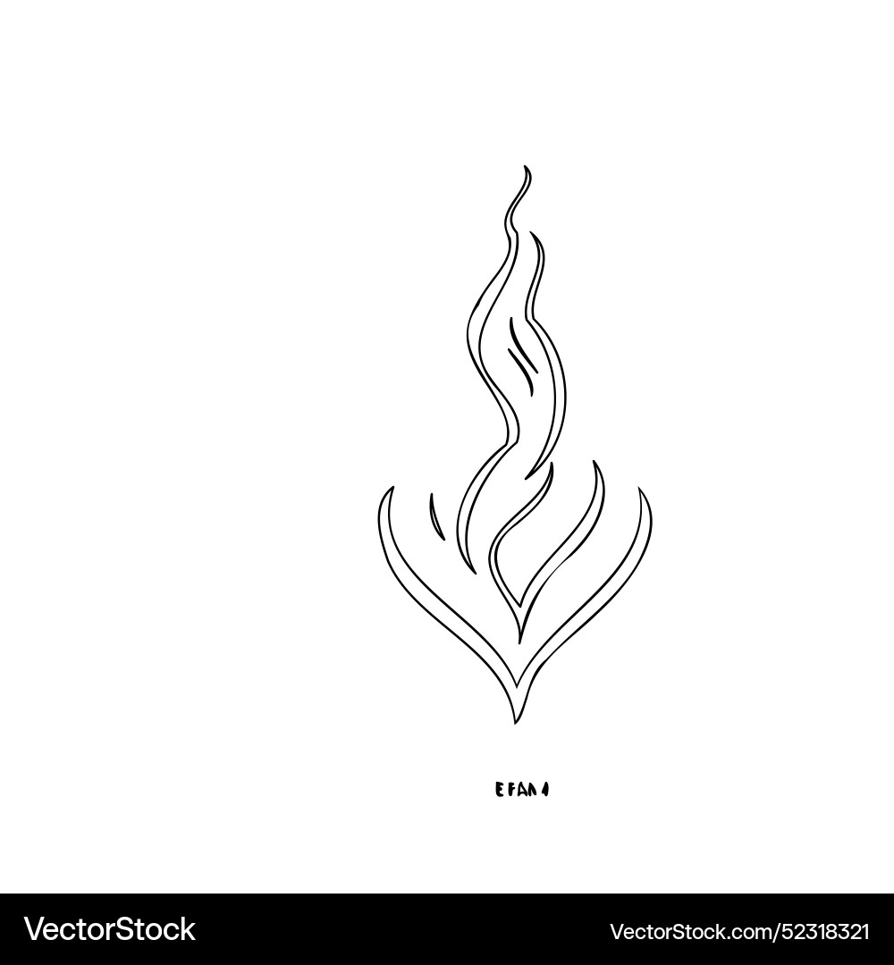 Candle flame fire heart outline sketch Royalty Free Vector