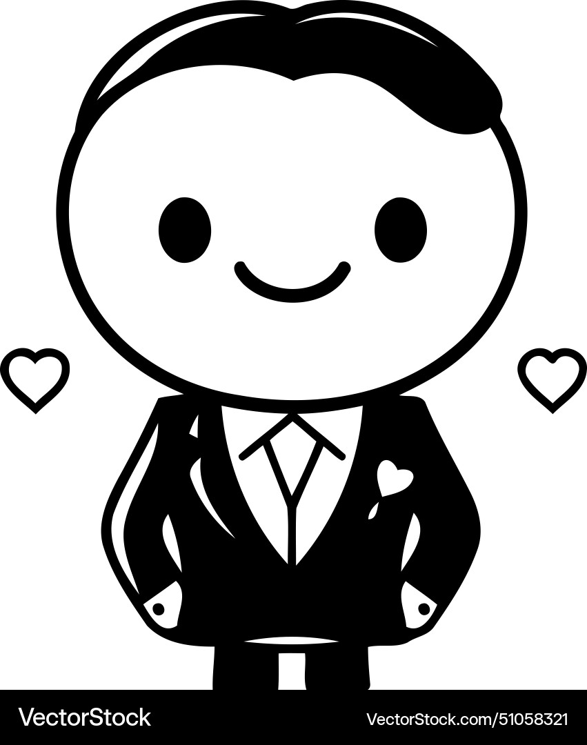 Cute groom cartoon mascot character design Vector Image