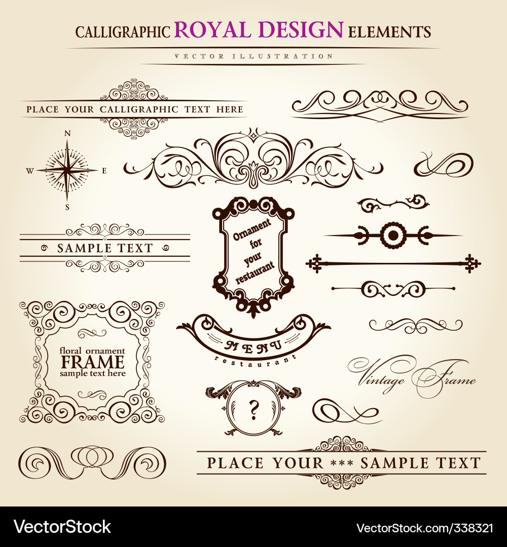 Elegant Vintage Calligraphy Set Royalty Free Vector Image