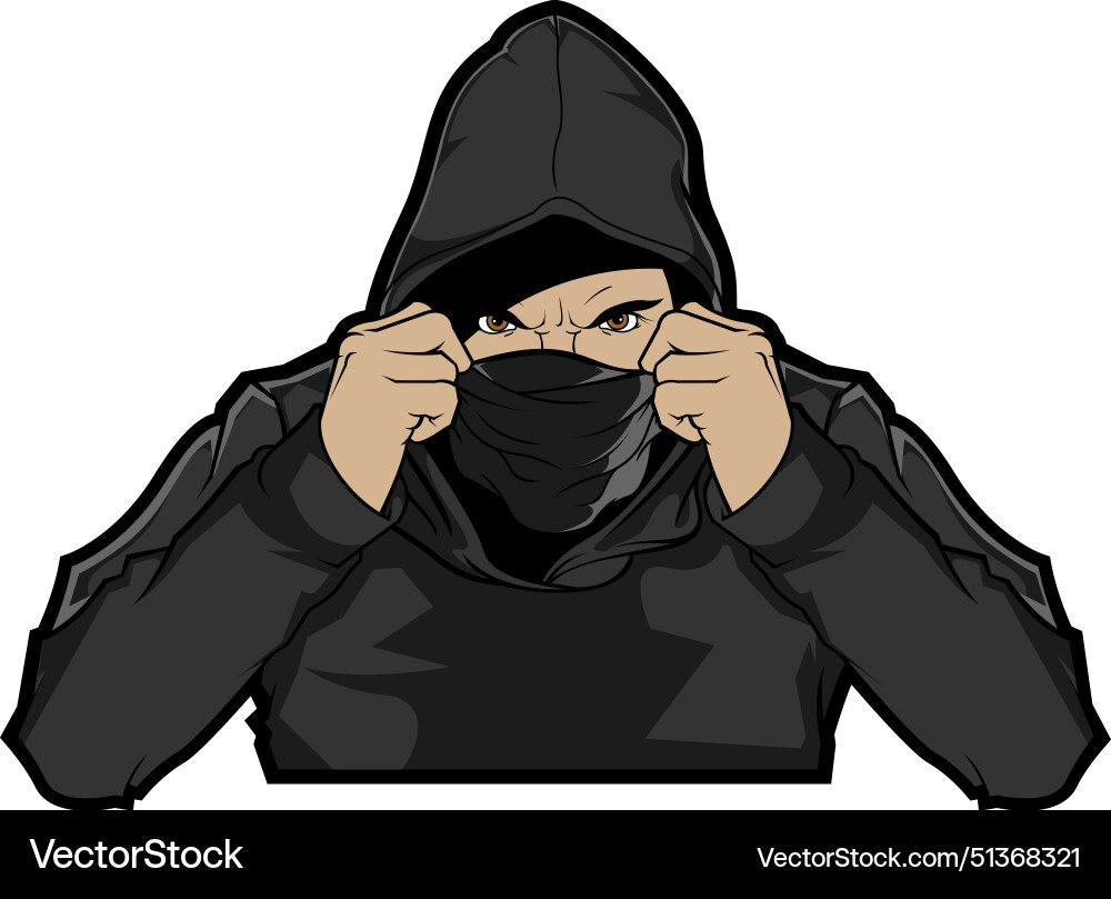 Hooligans character taking off his mask Royalty Free Vector