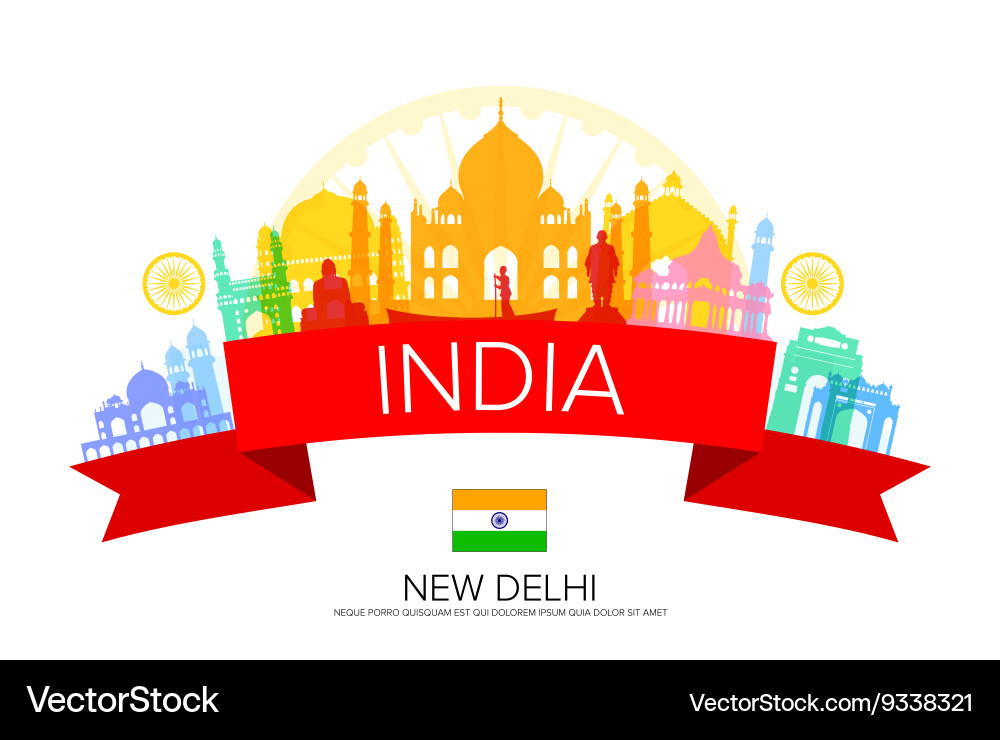 India travel landmarks Royalty Free Vector Image