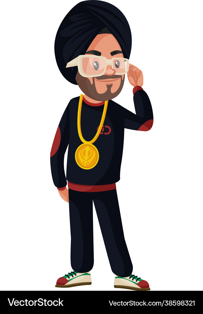 Punjabi singer cartoon character Royalty Free Vector Image