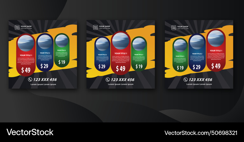 Set of editable social media post template Vector Image