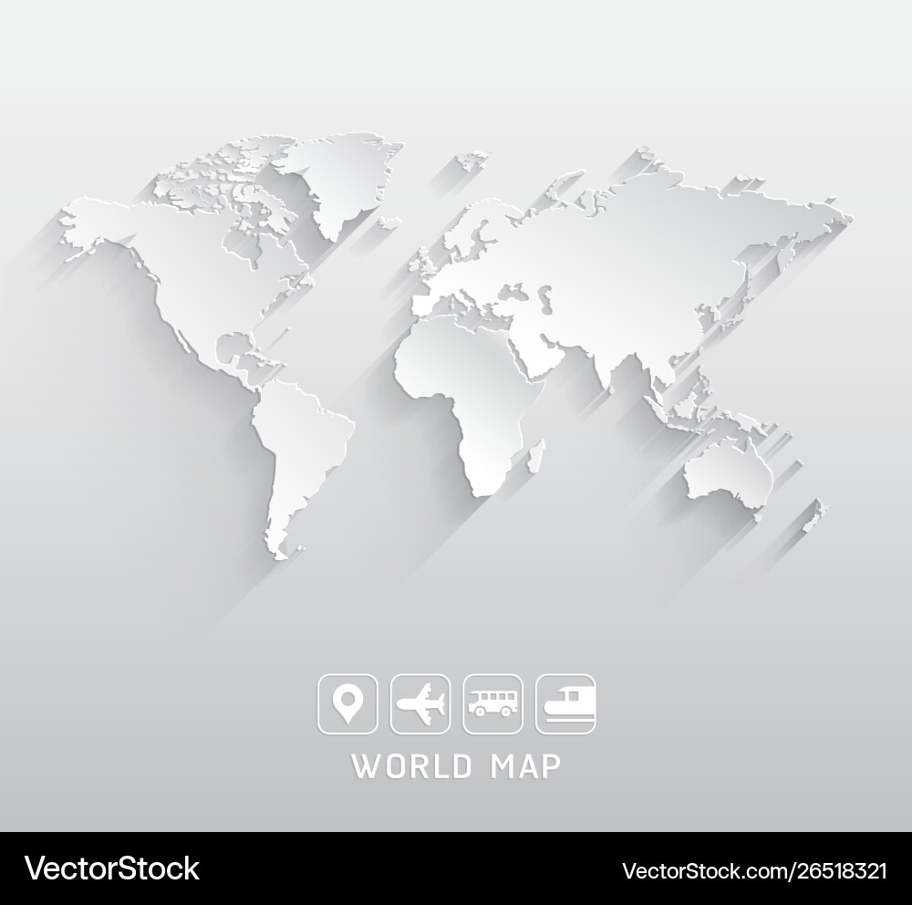 World Map - Gray Scale Royalty Free Vector Image