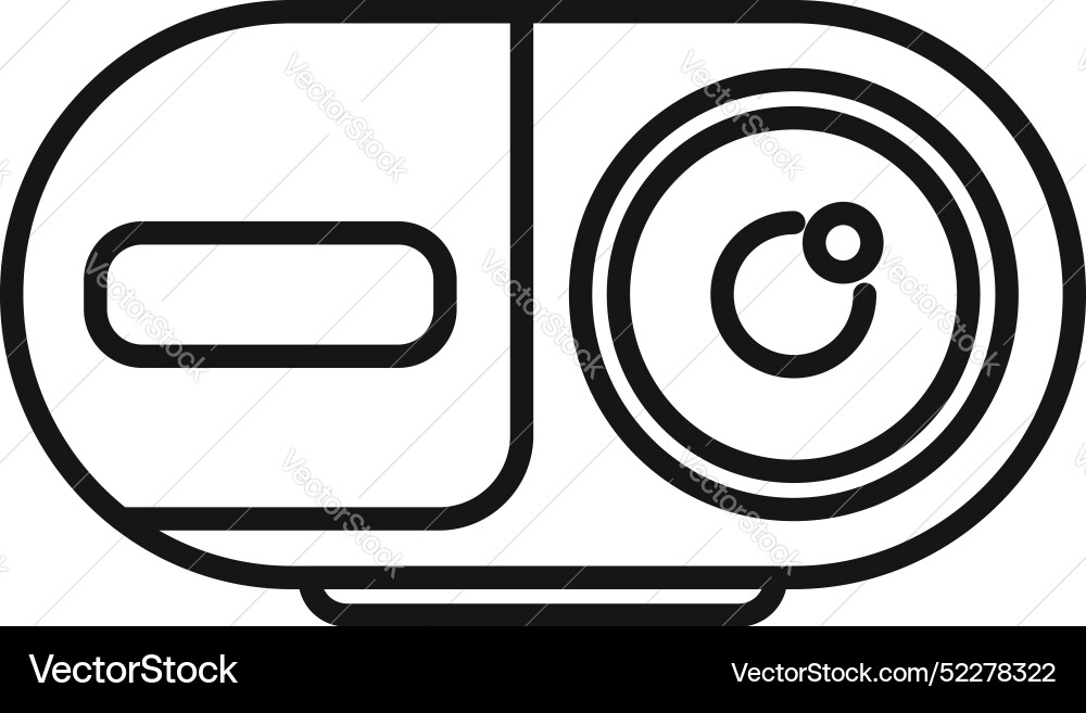 Action camera showing big lens icon line style Vector Image