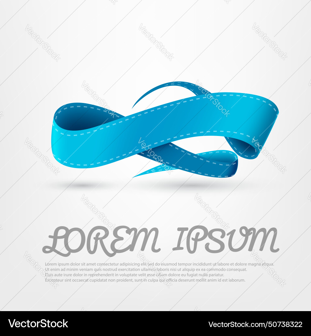 Blue ribbon company symbol Royalty Free Vector Image