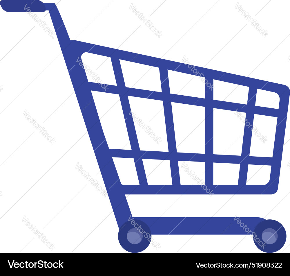 Blue shopping cart standing on white background Vector Image