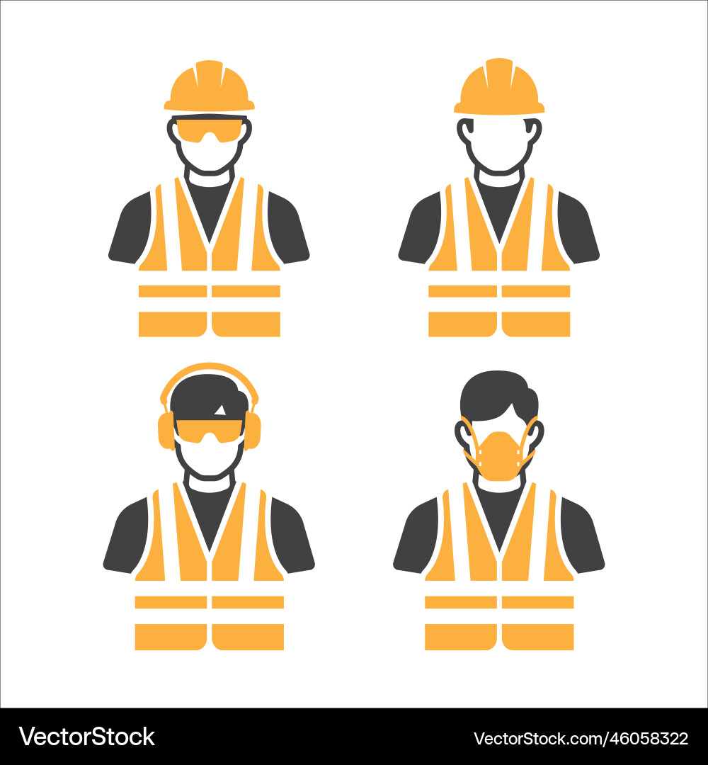 Construction worker icon set Royalty Free Vector Image