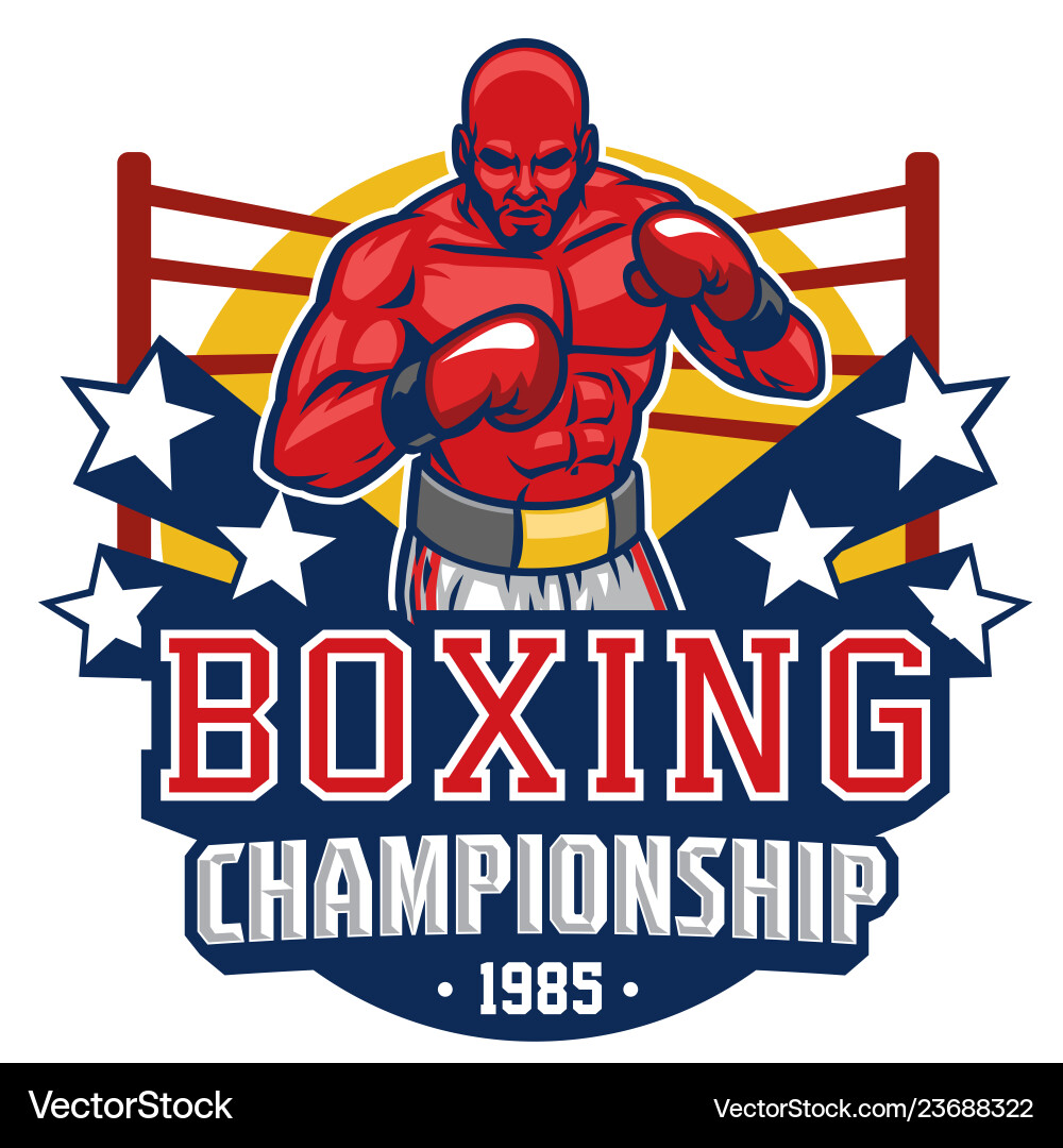 Fighter boxing badge Royalty Free Vector Image