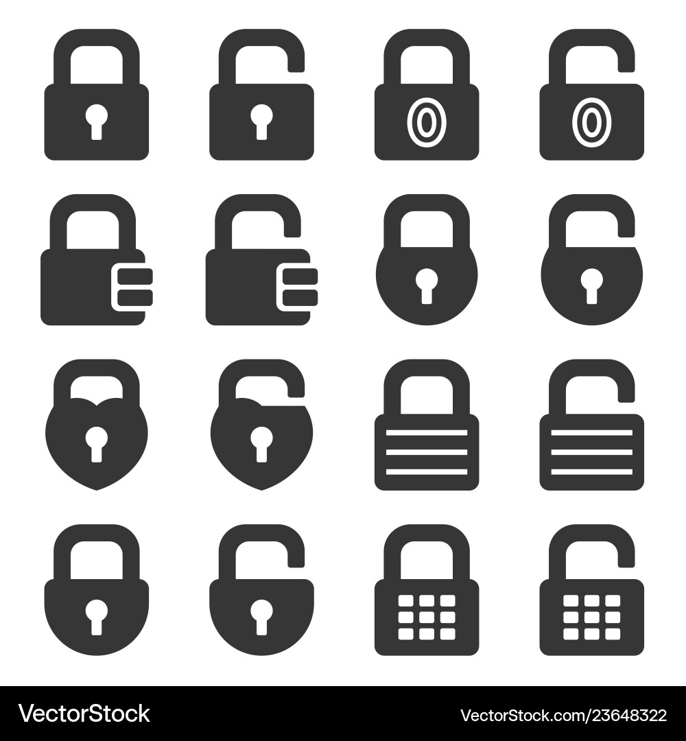 Lock icons set on white background Royalty Free Vector Image