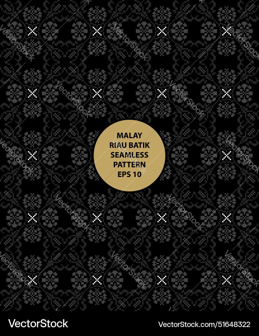 Malay riau batik monochrome seamless pattern Vector Image