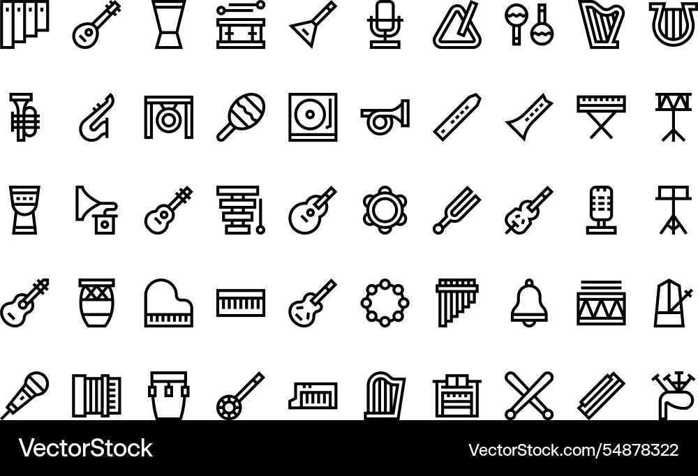 Music instruments icons high-quality Royalty Free Vector