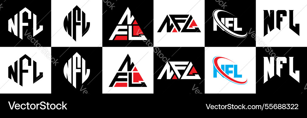 Nfl letter logo design in six style polygon Vector Image