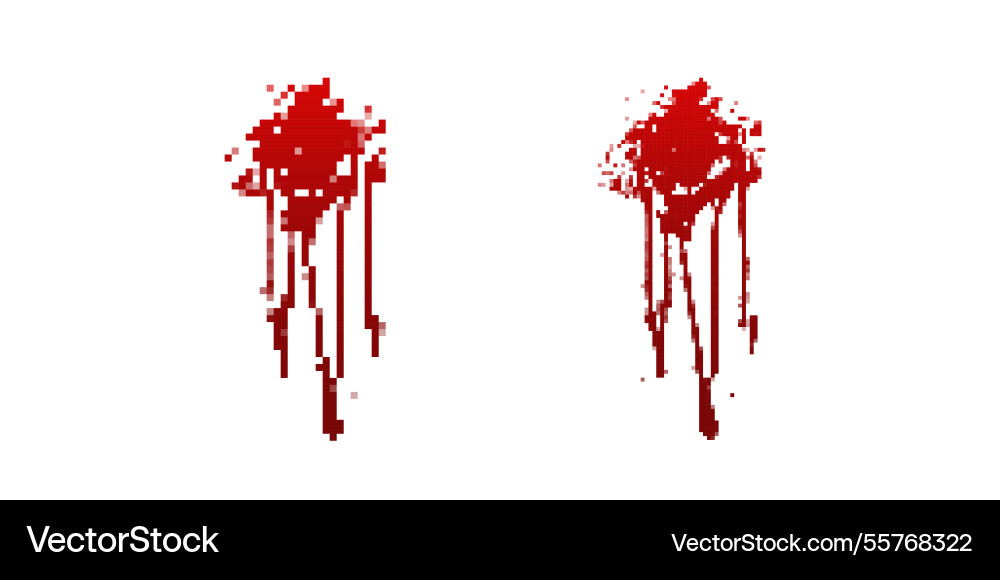Pixelated blood drips and splatter Royalty Free Vector Image