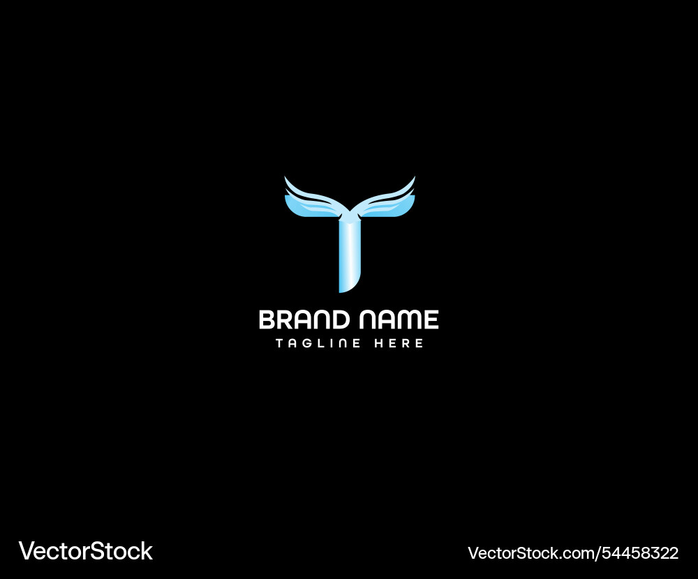 T wings logo for a brand Royalty Free Vector Image