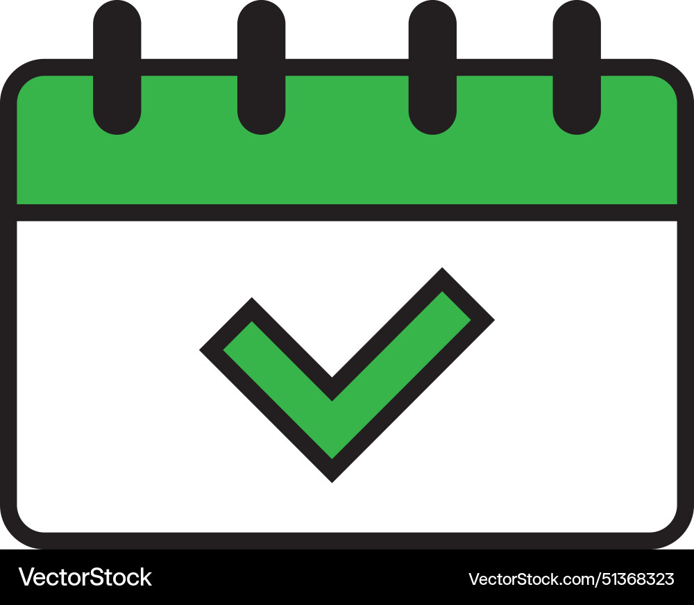 A check mark icon on the calendar Royalty Free Vector Image