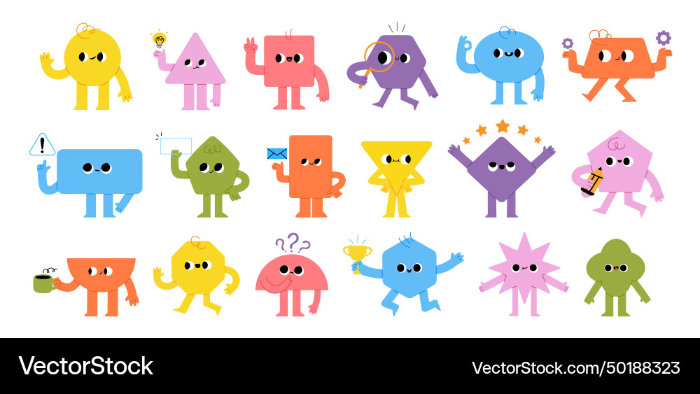 Abstract geometric character cartoon cute Vector Image