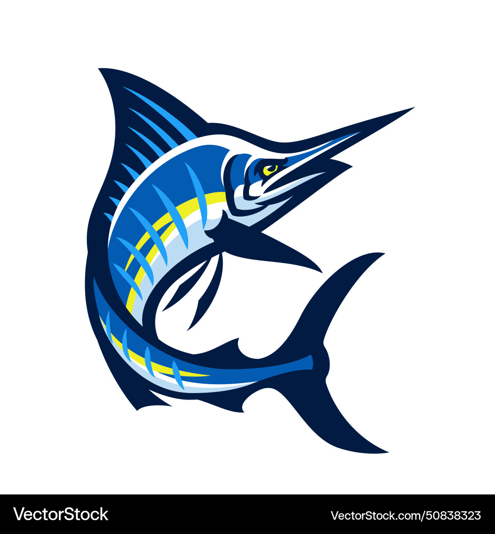 Blue marlin fish mascot cartoon Royalty Free Vector Image