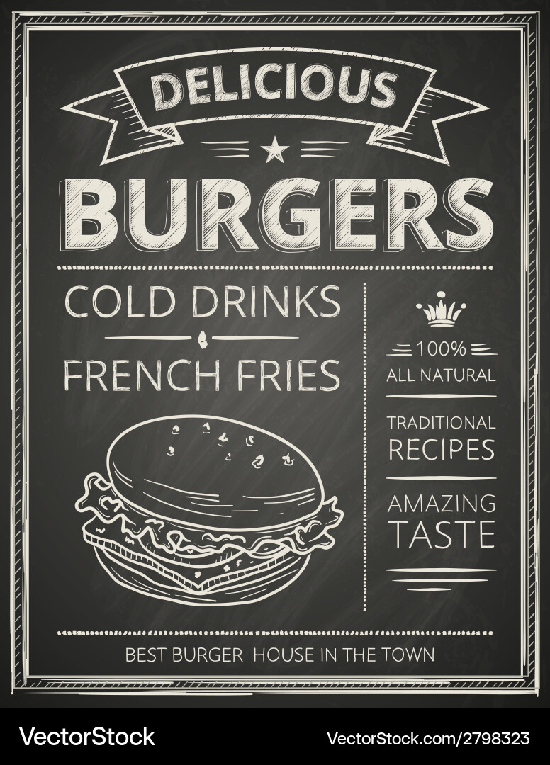 Burger poster Royalty Free Vector Image - VectorStock