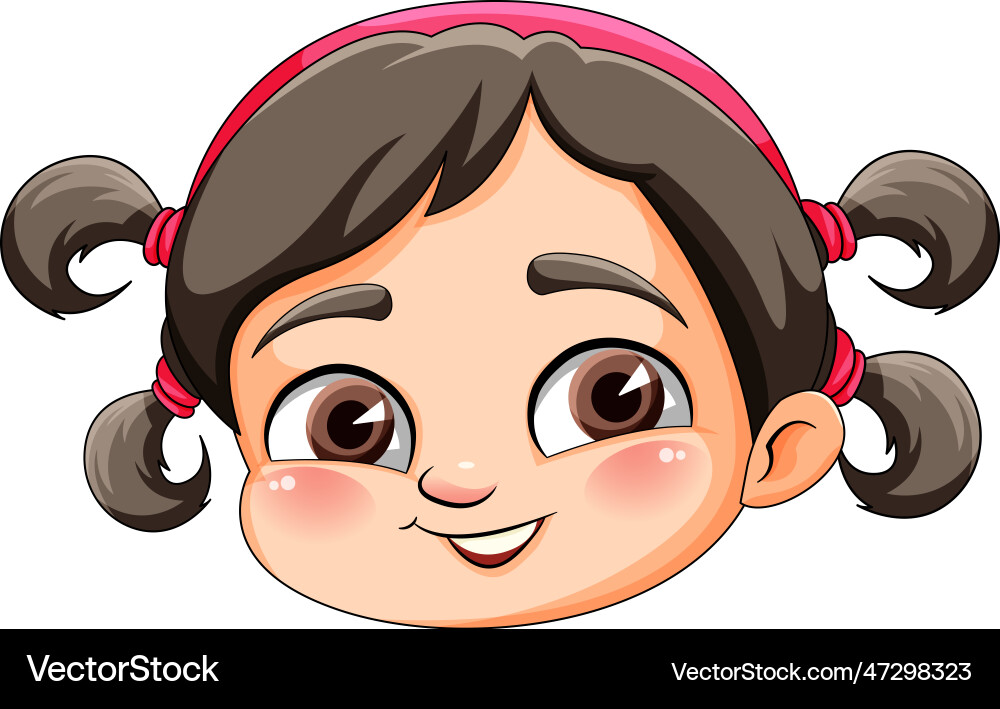 Cute girl cartoon head Royalty Free Vector Image