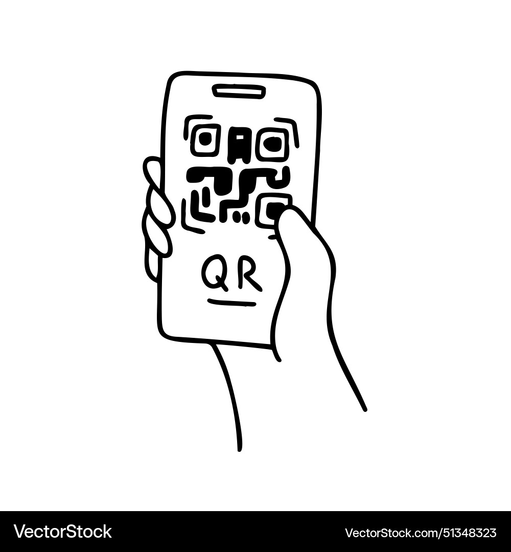 Doodle scan qr code isolated Royalty Free Vector Image