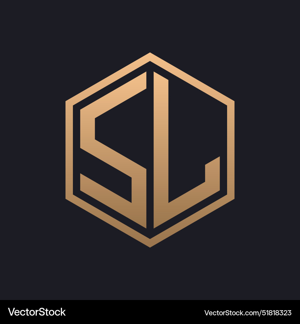Elegant hexagon letter sl logo design initial Vector Image