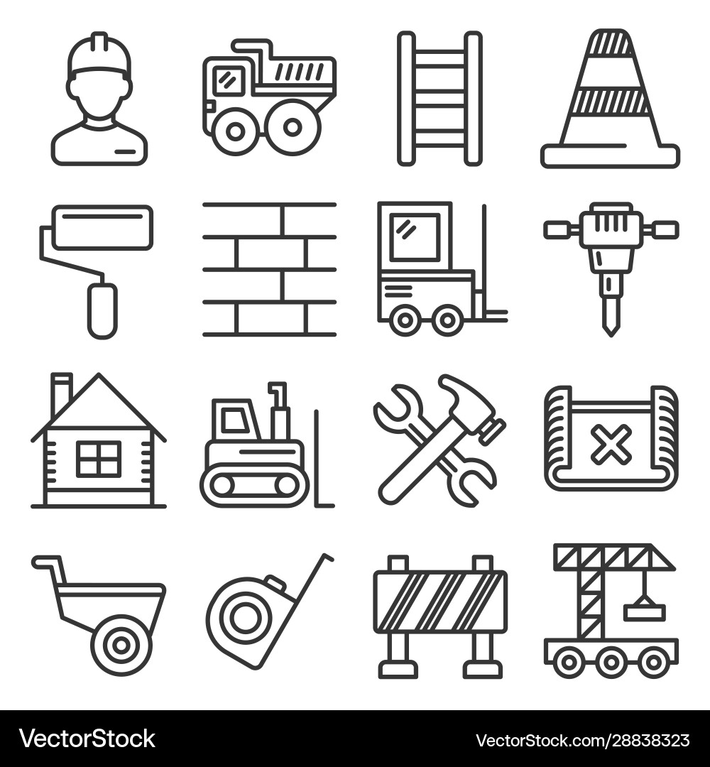 Engineering building construction icons set Vector Image