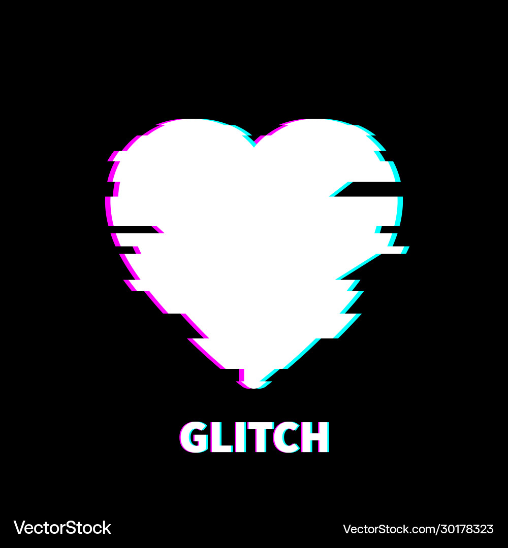 Glitch heart icon technology background white Vector Image