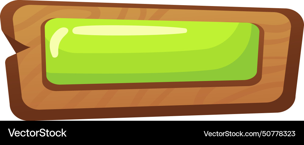 Green game button cartoon wooden ui element Vector Image