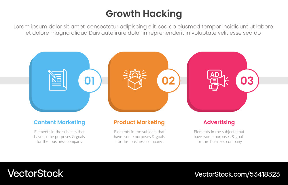 Growth hacking infographic 3 point with round Vector Image