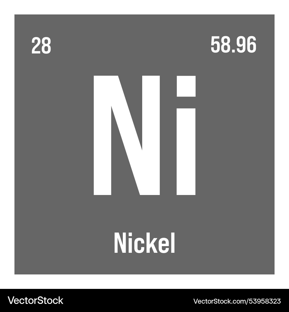Nickel ni periodic table element Royalty Free Vector Image