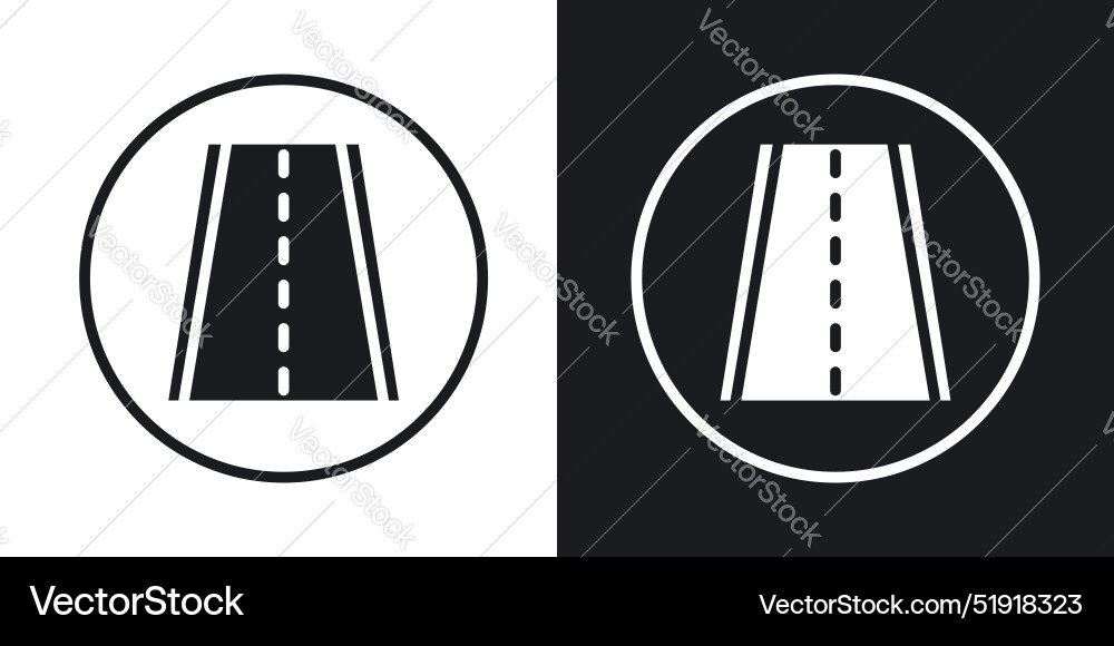 Road icon set in solid black and white color Vector Image