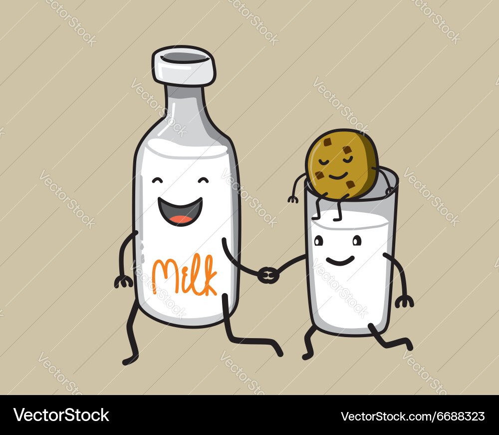 Running Milk Cartoon Royalty Free Vector Image