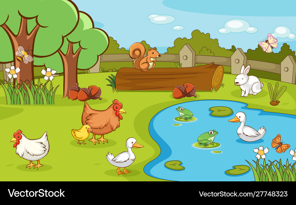 Scene with farm animals Royalty Free Vector Image